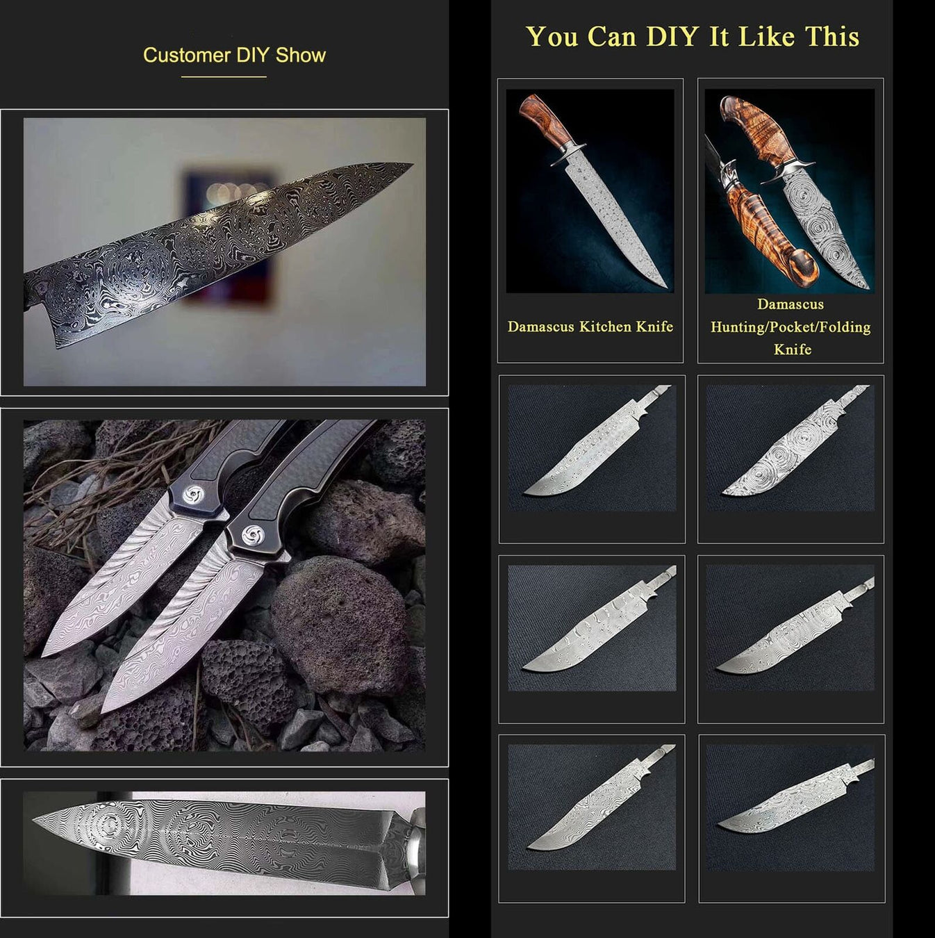 Hard Unfilled Damascus Steel Billet Bar Blank Knife Blade Diy Materia ...