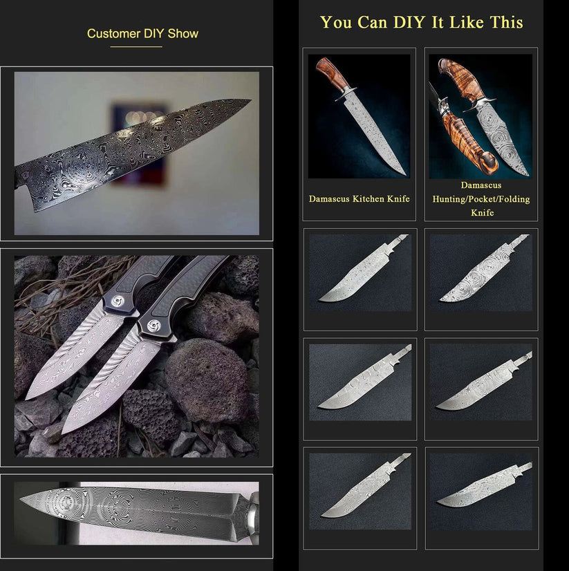 Hard Unfilled Damascus Steel Billet Bar Blank Knife Blade Diy Materia ...