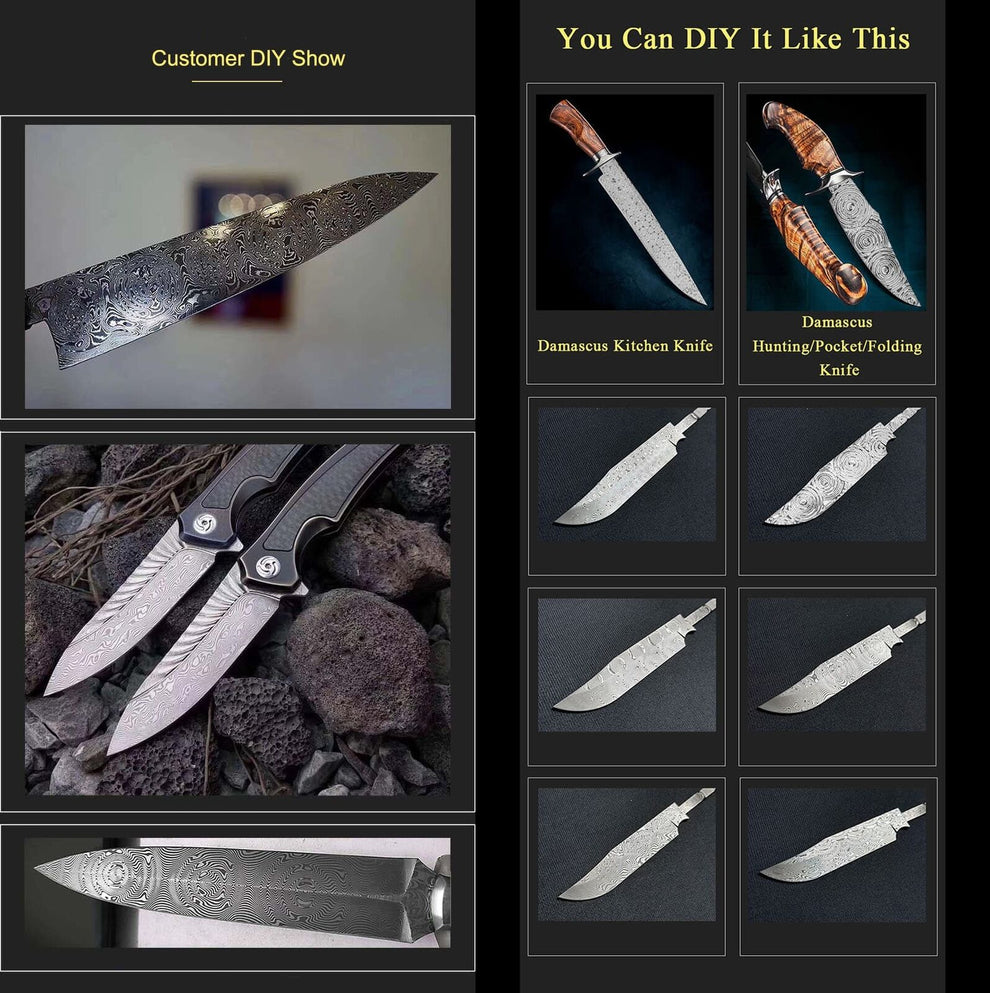 Hard Unfilled Damascus Steel Billet Bar Blank Knife Blade Diy Materia ...